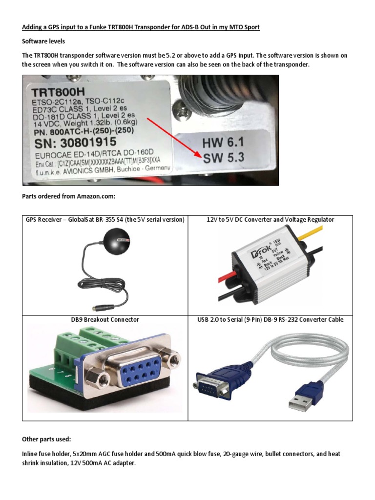 Funke Transponder ADSB Conversion | PDF | Electrical Components ...