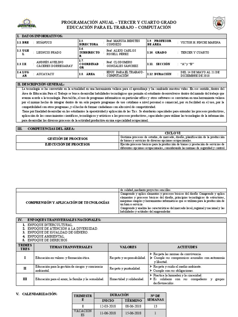 Programación Anual Computación | PDF | Microsoft PowerPoint | Informática