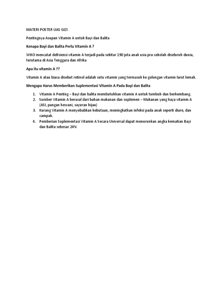 Materi Poster Uas Gizi | PDF