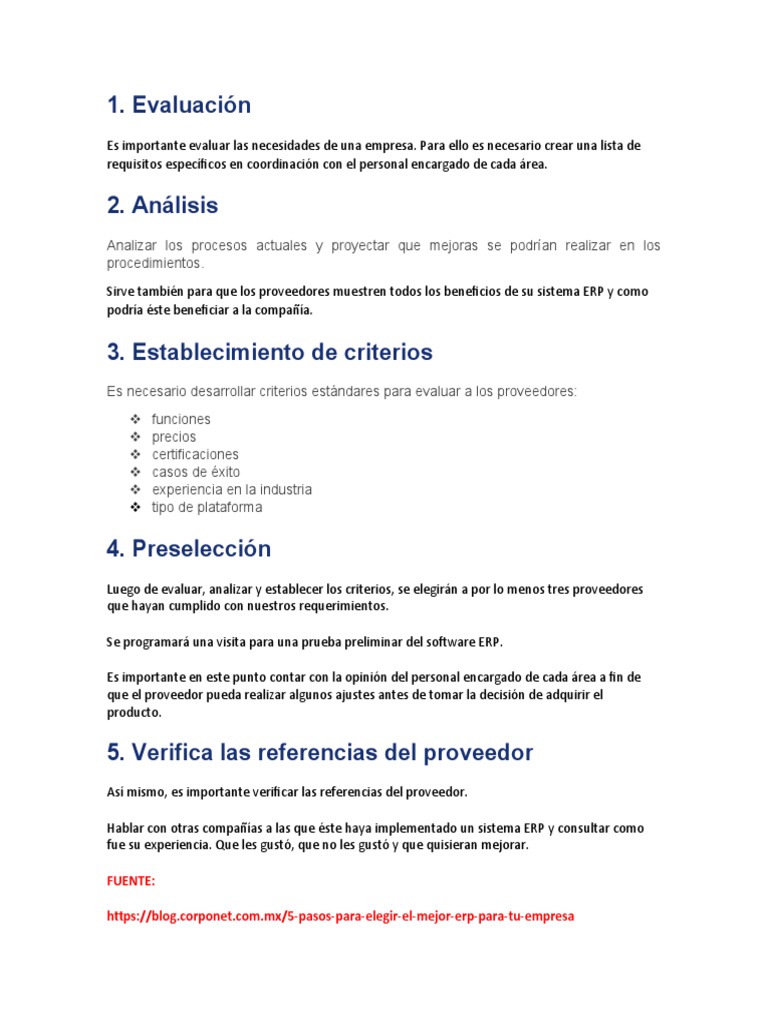Pasos para Elegir Una Erp1 | PDF