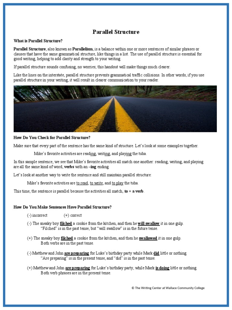 Parallelism Handout With Exercises-Classwork | PDF | Sentence ...