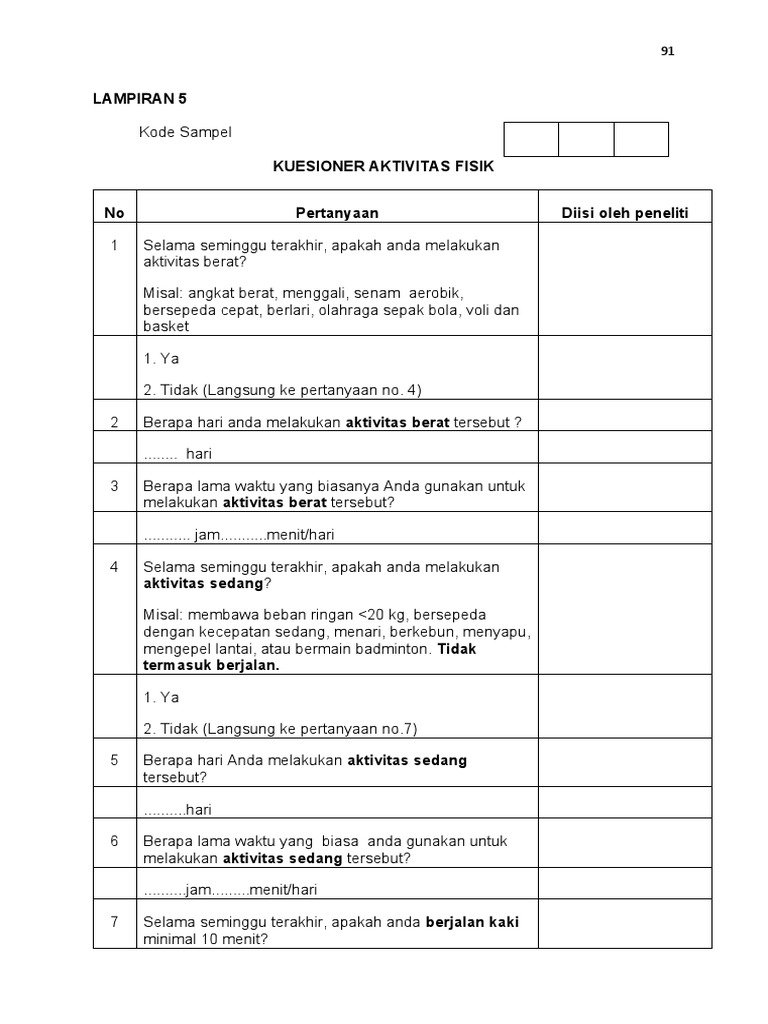 Form Aktivitas Ipaq | PDF