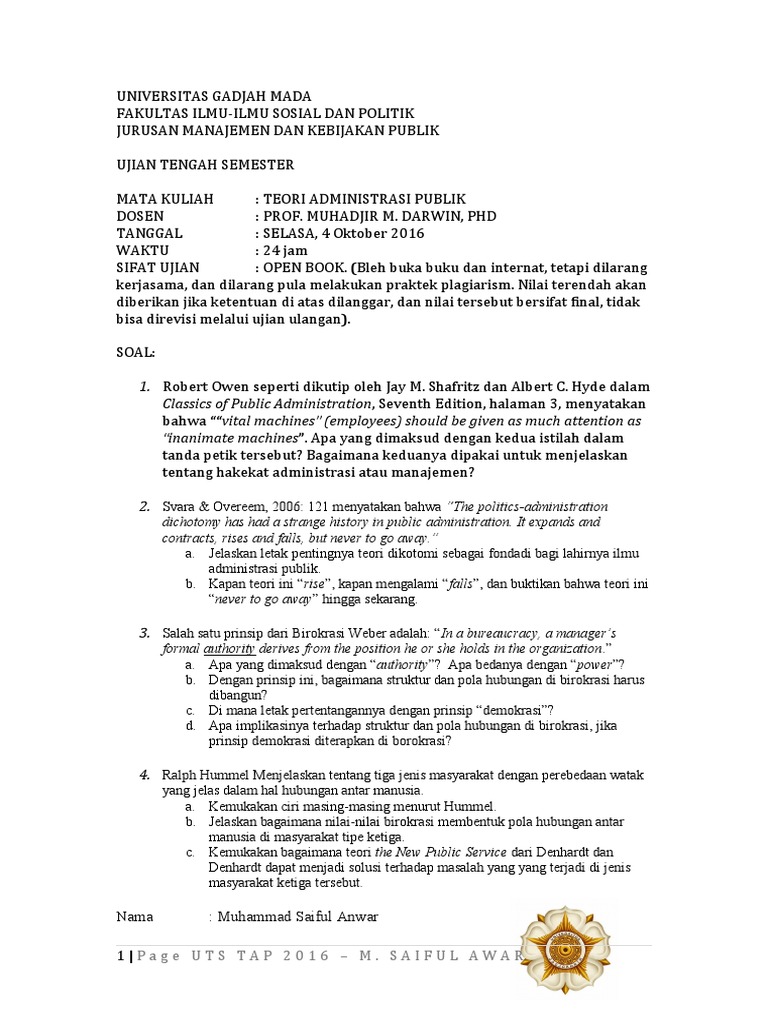 Muhammad Saiful Anwar - Uts Tap 2016 | PDF
