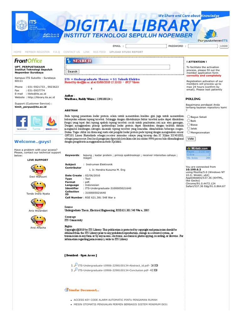 ALAT PENGUKUR KADAR PROTEIN PADA TEPUNG - Wardhana, Ruddy Wisnu - Undergraduate Theses - ITS ...