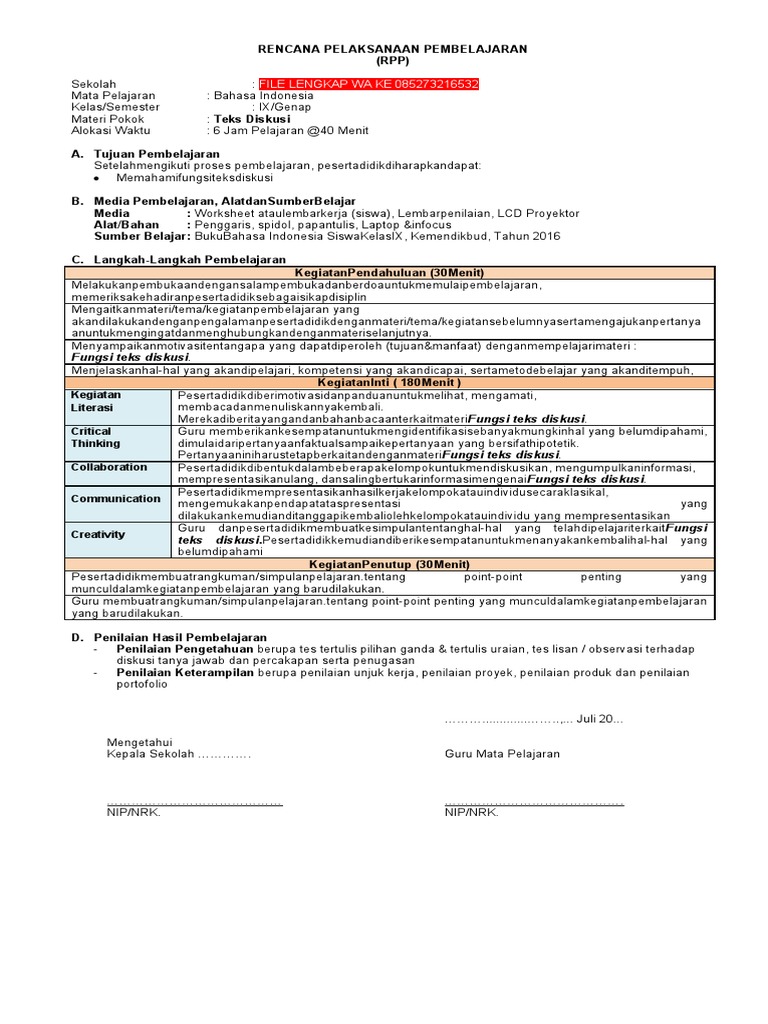 RPP Bindo Kelas 9 | PDF | Karier & Perkembangan | Komputer