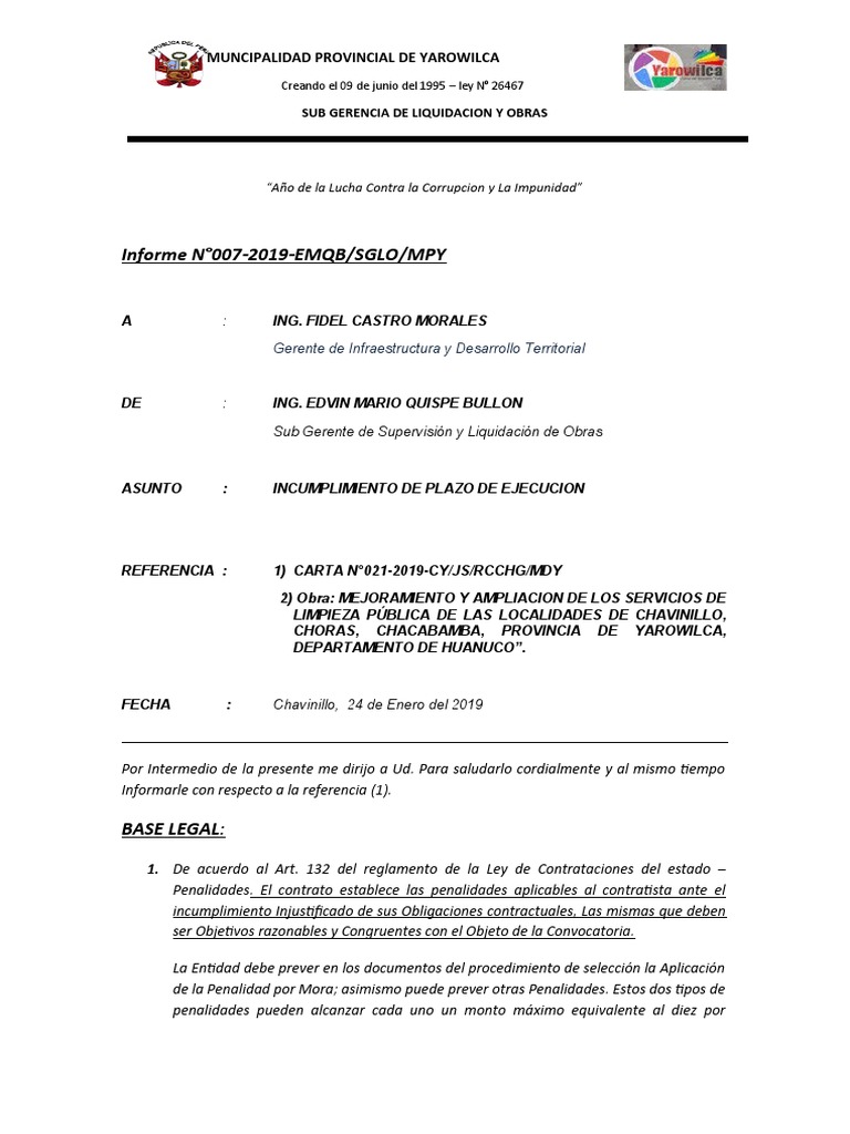 Informe N°07 Incumplimiento Plazo | PDF | Ley común