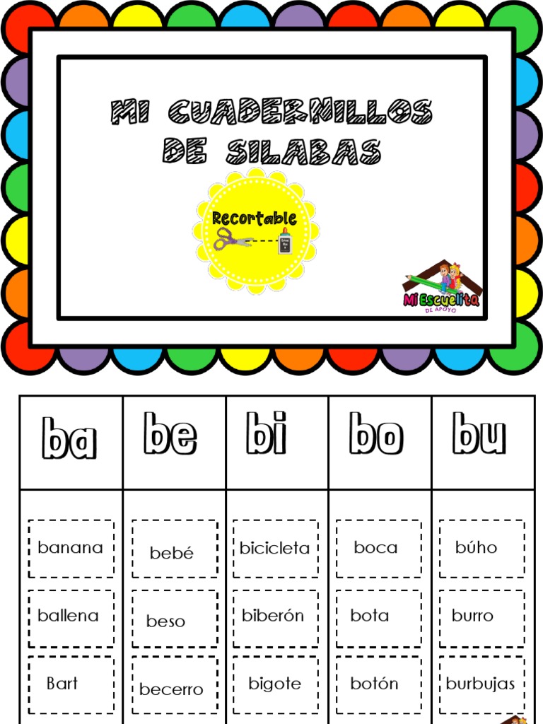 Recorta y Pega Sílabas para Niños | PDF | Artes del Lenguaje y Comunicación