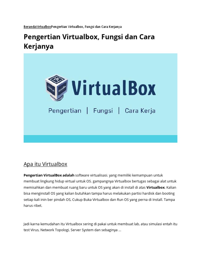 Pengertian Virtualbox, Fungsi Dan Cara Kerjanya | PDF