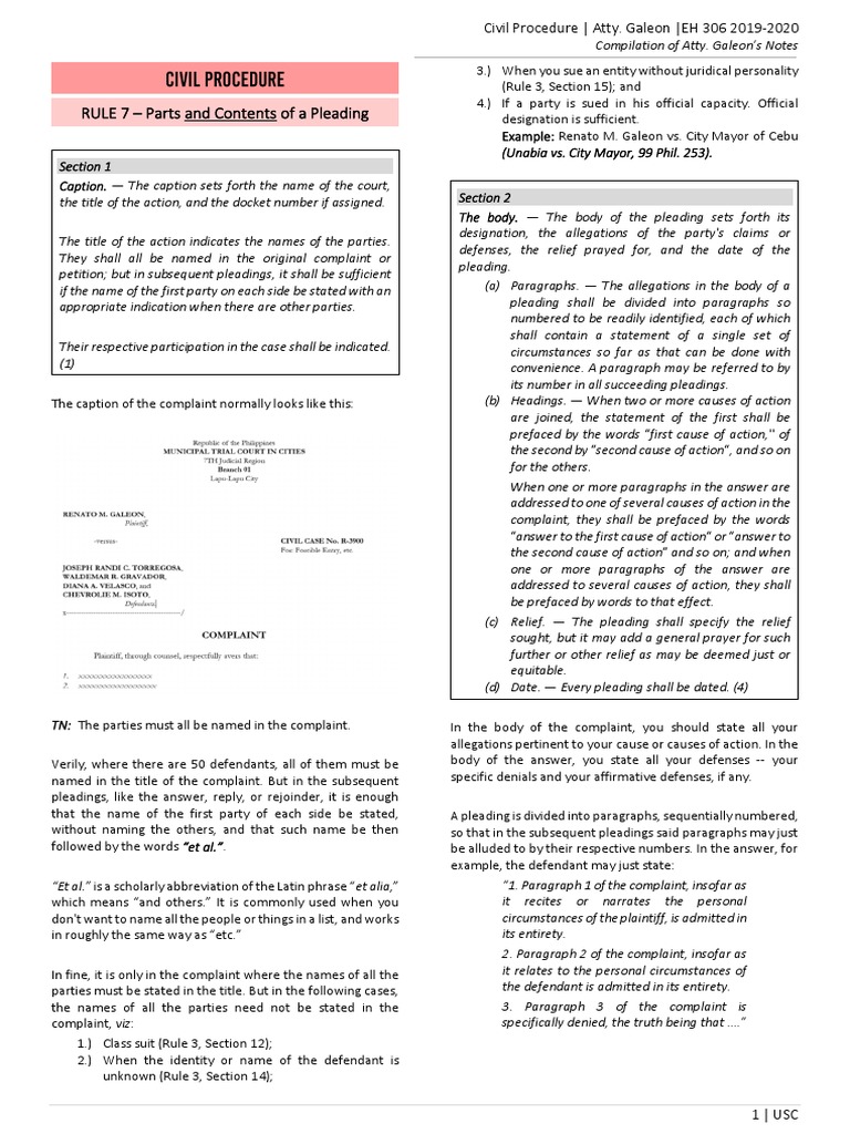 Civ Pro Rule 7 50 | PDF | Pleading | Affidavit