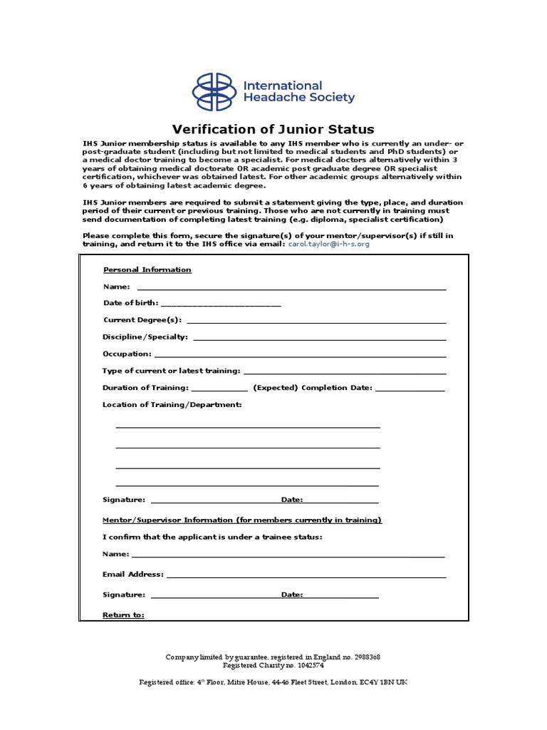 IHS Junior Member Verification Form | PDF | Career & Growth | Business