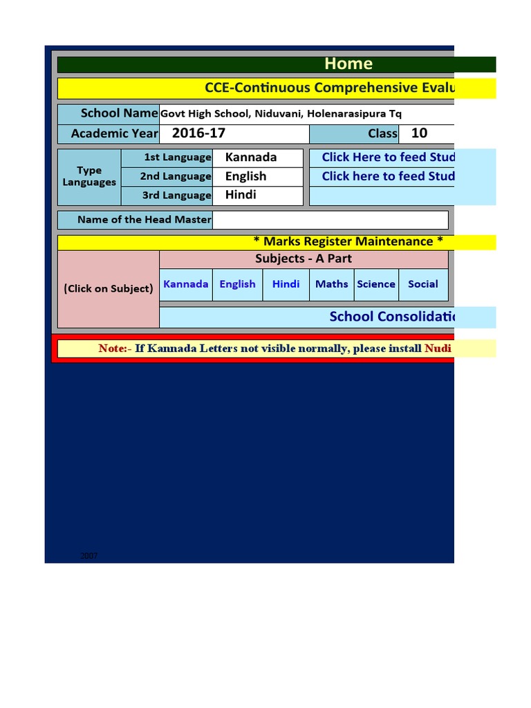10th CCE Marks Reg (100) (By Kannadadeevige) English | PDF | Secondary ...