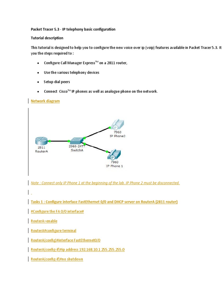 Packet Tracer 5.3 - IP Telephony Basic Configuration Tutorial Description | PDF | Data ...