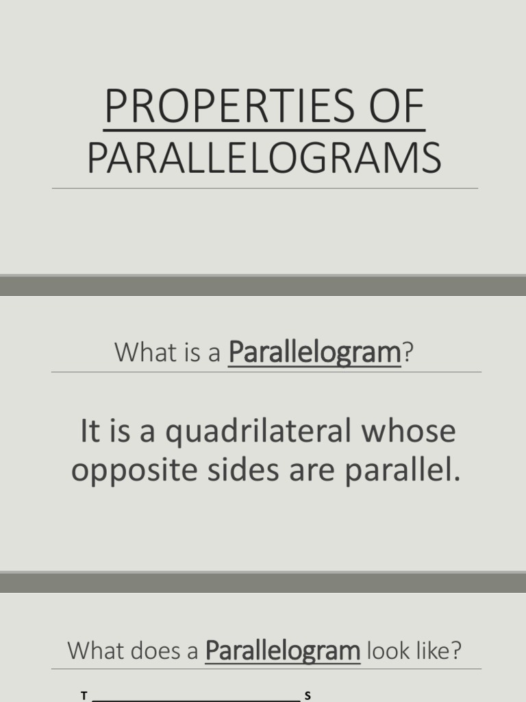 Properties Of: Parallelograms | PDF | Euclidean Geometry | Elementary Mathematics
