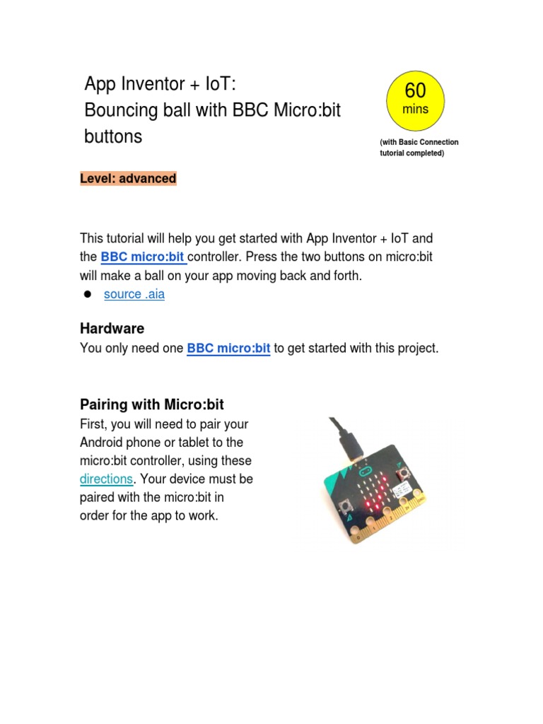 App Inventor + Iot: Bouncing Ball With BBC Micro:Bit Buttons | PDF ...