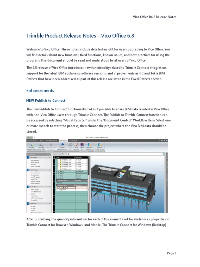 Trimble Product Release Notes - Vico Office 6.8: Enhancements | PDF ...