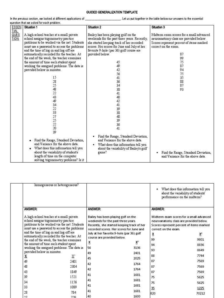 S7 Guided Generalization Output 1 | PDF | Variance | Standard Deviation