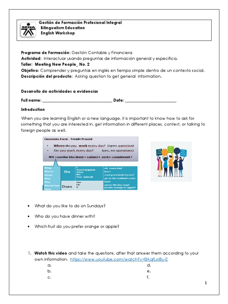 Workshop 2. Meeting New People | PDF | Linguistics