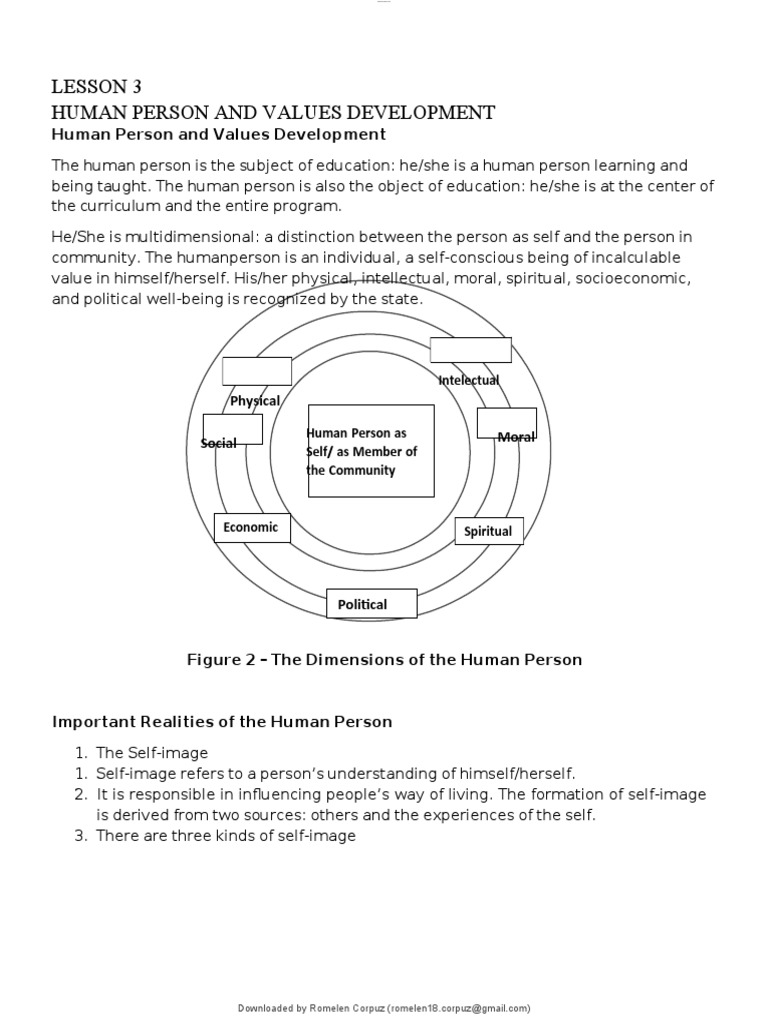 Unit 2 T Lesson 3 Human Person and Values Development | PDF | Value ...