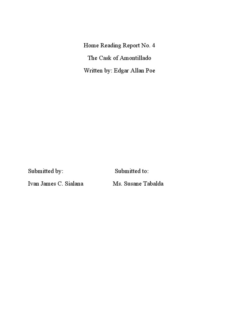 Home Reading Report No. 4 | PDF | Edgar Allan Poe