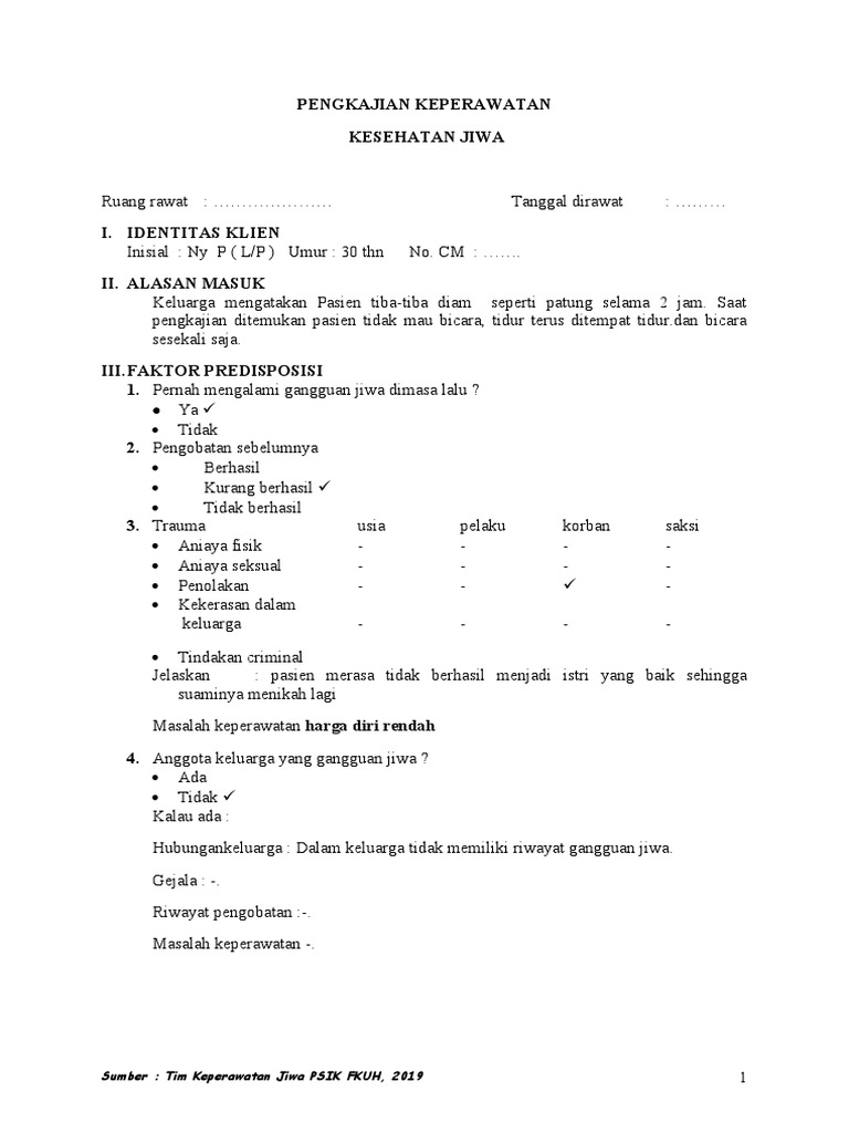 Format Pengkajian Keperawatan Jiwa | PDF
