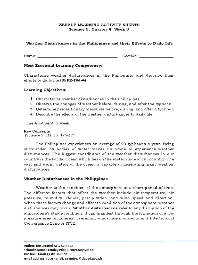 Science 5 Q4-Week 3 | PDF | Tropical Cyclones | Weather