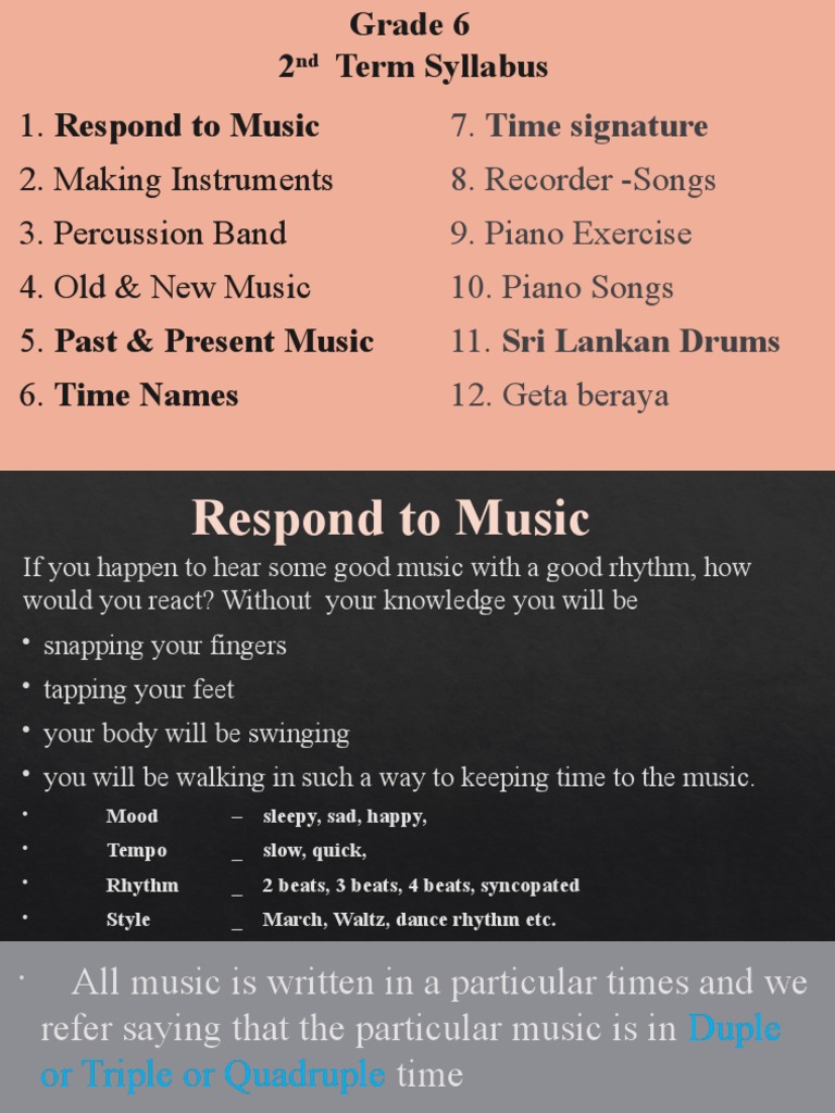 Grade 6 Music Syllabus: An Introduction to Musical Concepts ...