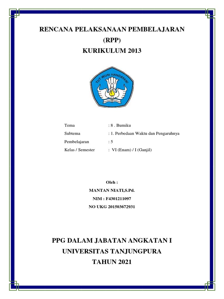 Rencana Pelaksanaan Pembelajaran (RPP) Kurikulum 2013 | PDF