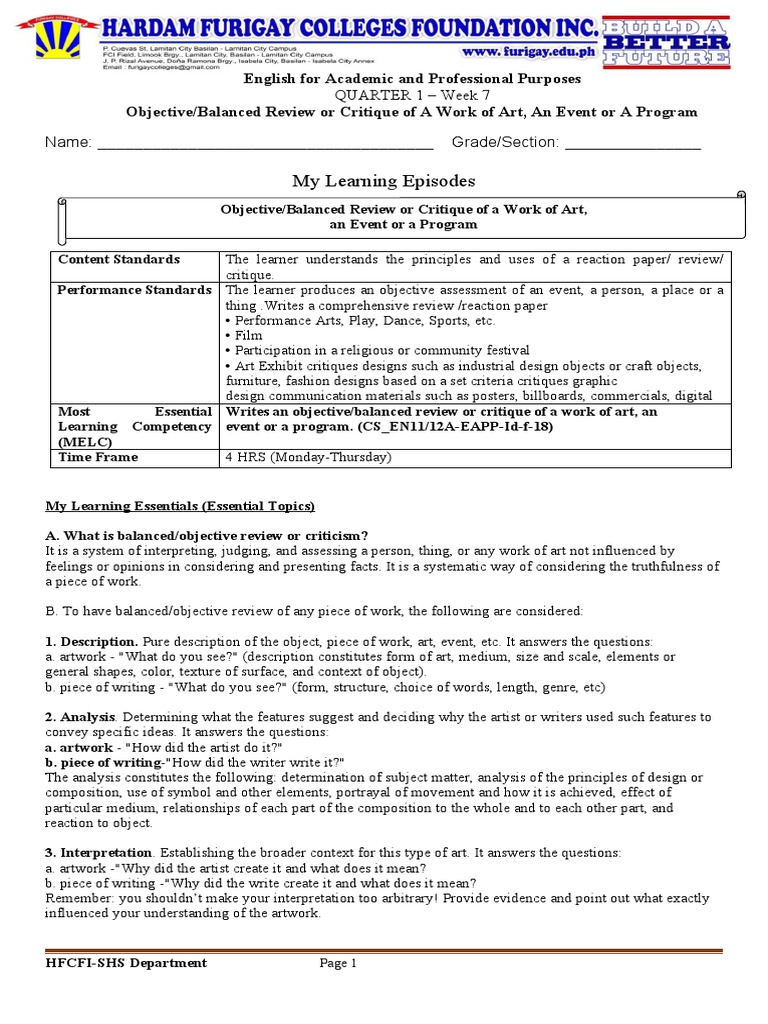 Eapp Week 7XX | PDF | Composition (Visual Arts) | Paintings