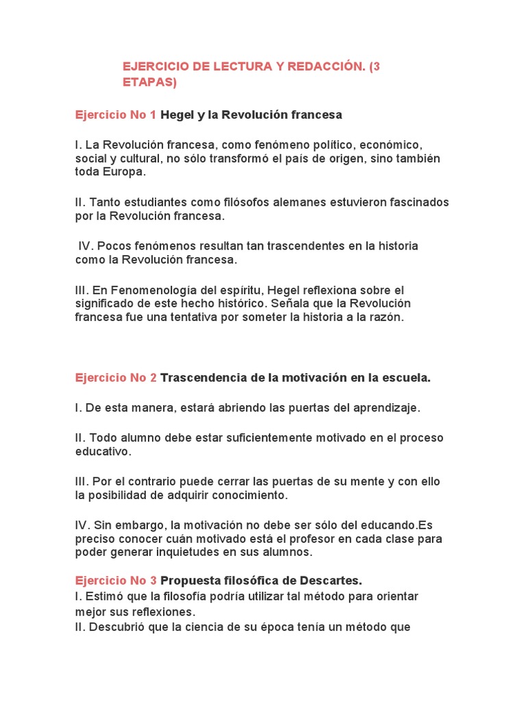Ejercicio de Lectura y Redacción | PDF
