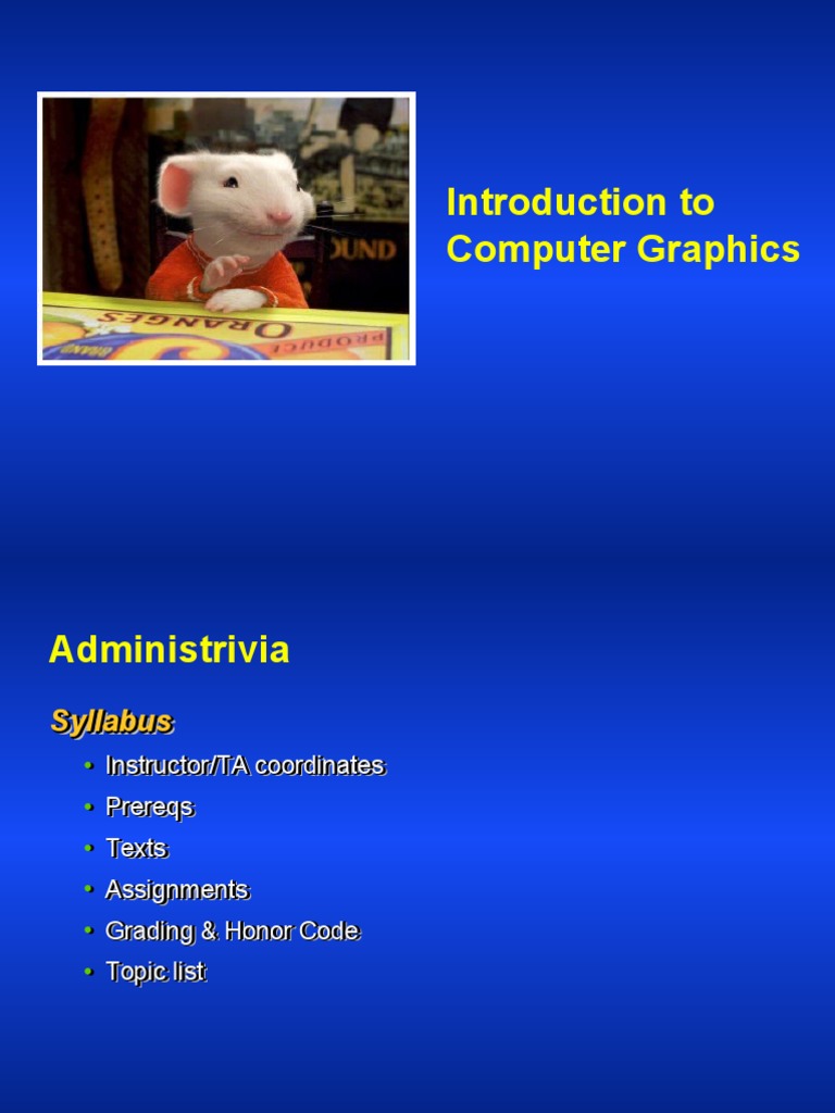 Introduction To Computer Graphics | PDF | Cathode Ray Tube | Computer ...