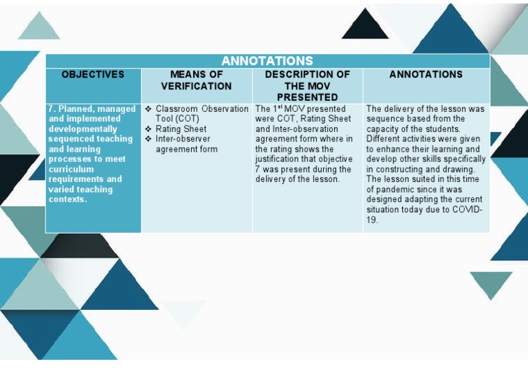 Annotations For Objectives 7 | PDF