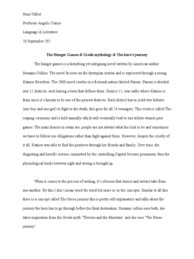 Hero's Journey in The Hunger Games | PDF | Minotaur | The Hunger Games