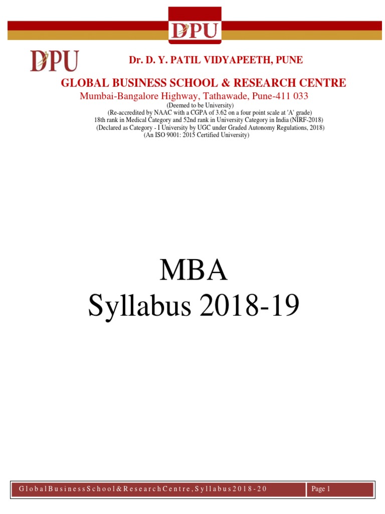 MBA Syllabus Batch 2018 2019 Ver1 | PDF | Economics | Statistics