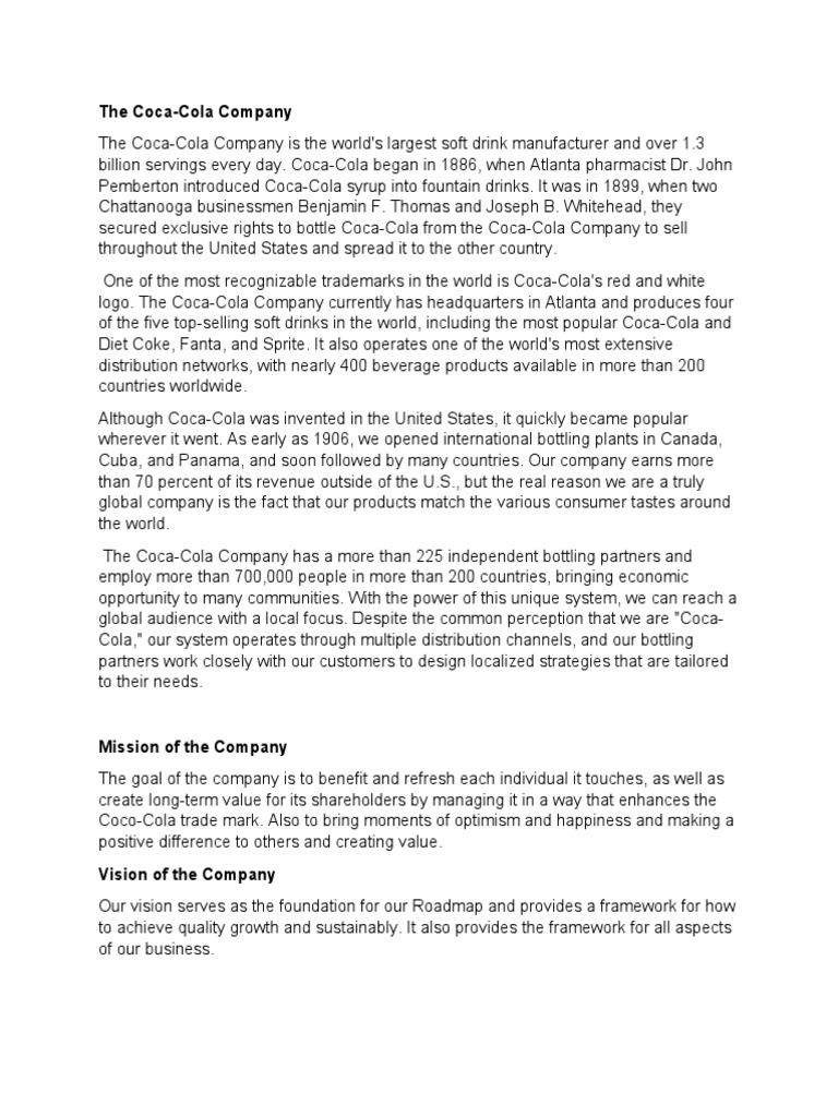 The Coca-Cola Company | PDF | The Coca Cola Company | Coca Cola
