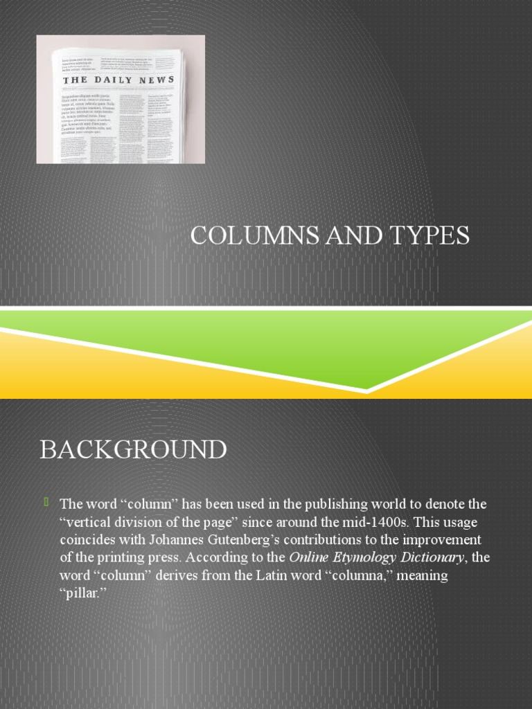 Columns and Types | PDF | Newspapers | Writers