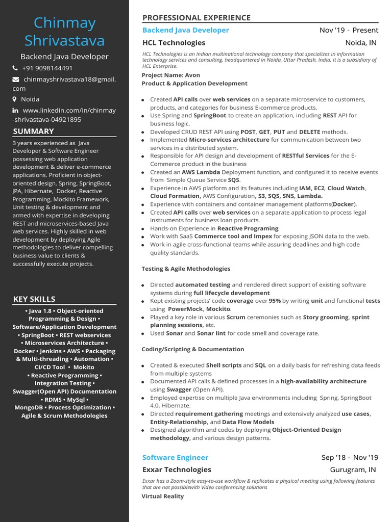 Chinmay Shrivastava: Backend Java Developer | PDF | Agile Software Development ...