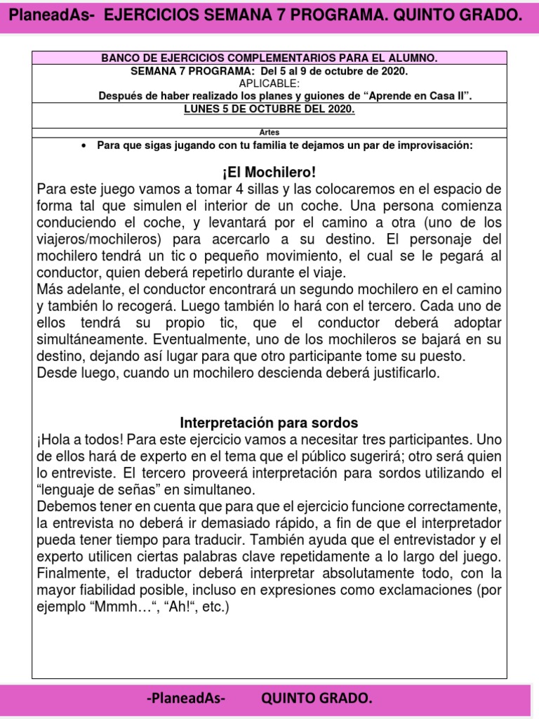 05 Ejercicios Complementarios Semana 7. Quinto Grado. | PDF | Amor ...