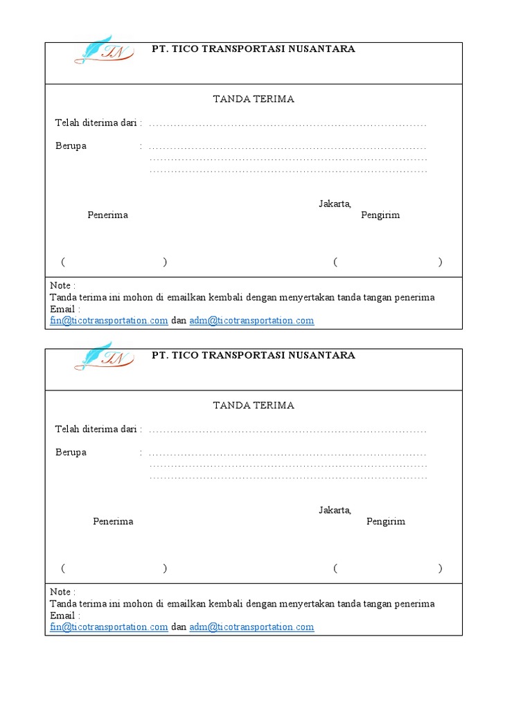 Format Tanda Terima | PDF