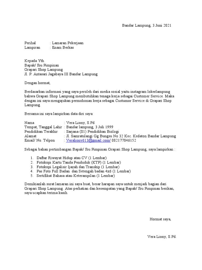 Lamaran CS Telkomsel | PDF