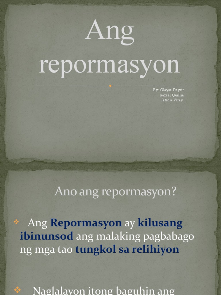 Ang Repormasyon | PDF