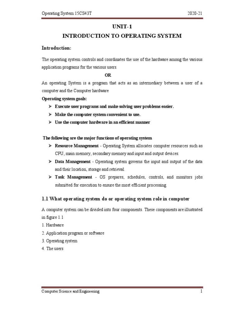 UNIT-1 Introduction To Operating System: Computer Science and ...