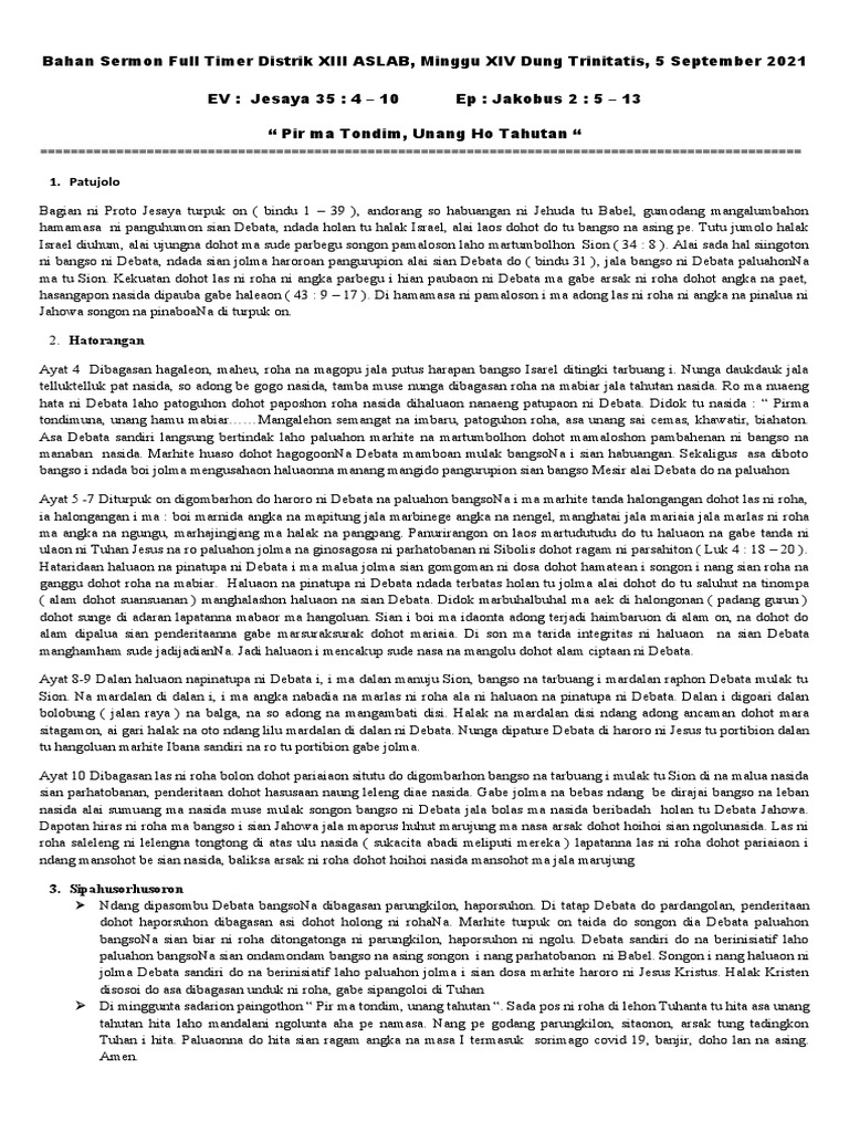 Bahan Sermon Distrik XIII ASLAB | PDF
