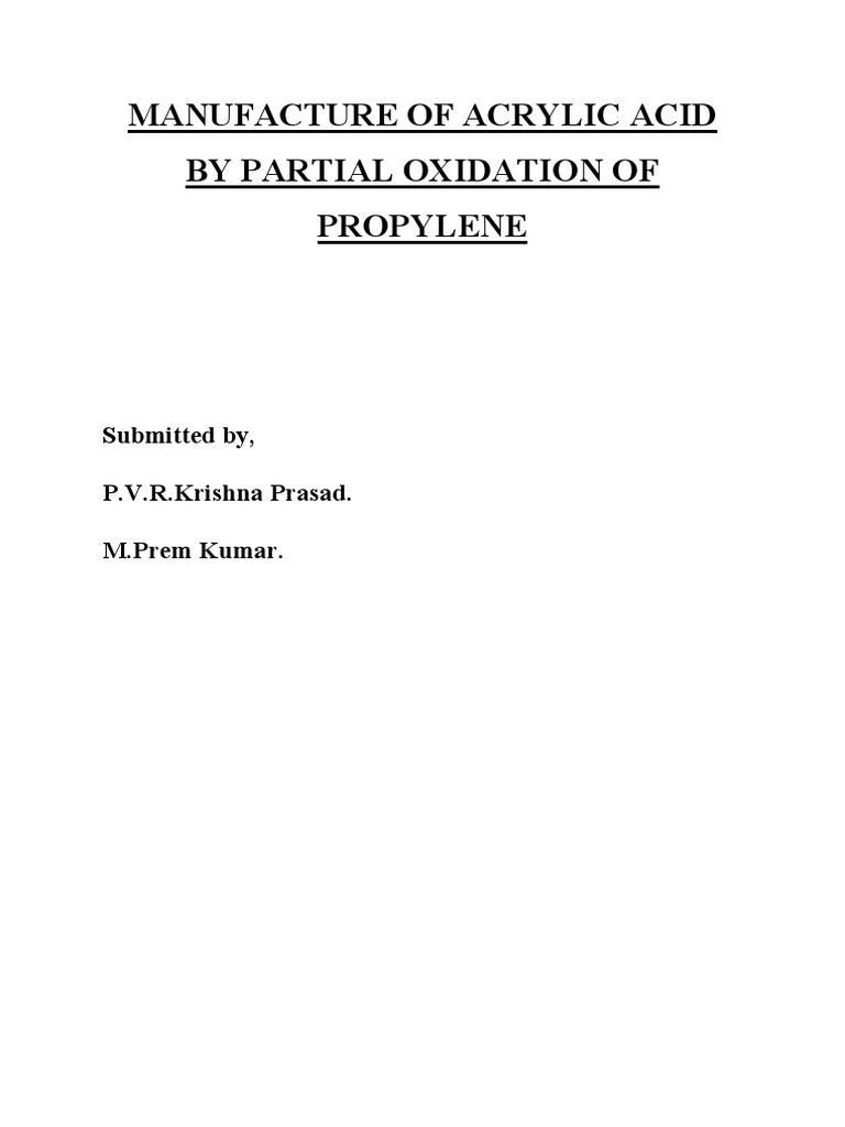 Acrylic Acid Production - Compress | PDF | Chemical Reactions | Ester