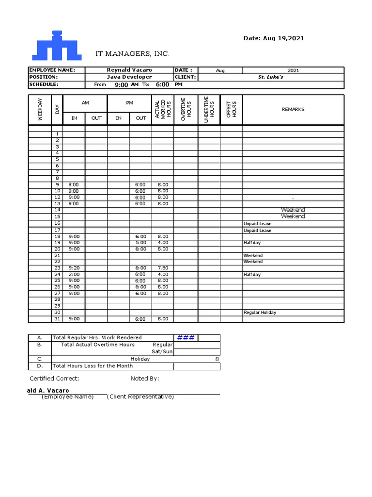 Employee Daily Time Record Summary | PDF | Labor Rights | Government