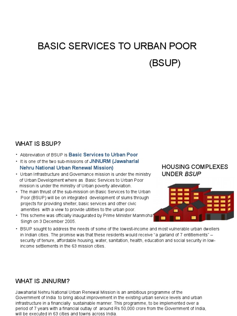 Basic Services To Urban Poor (BSUP) | PDF | Slum | Economies