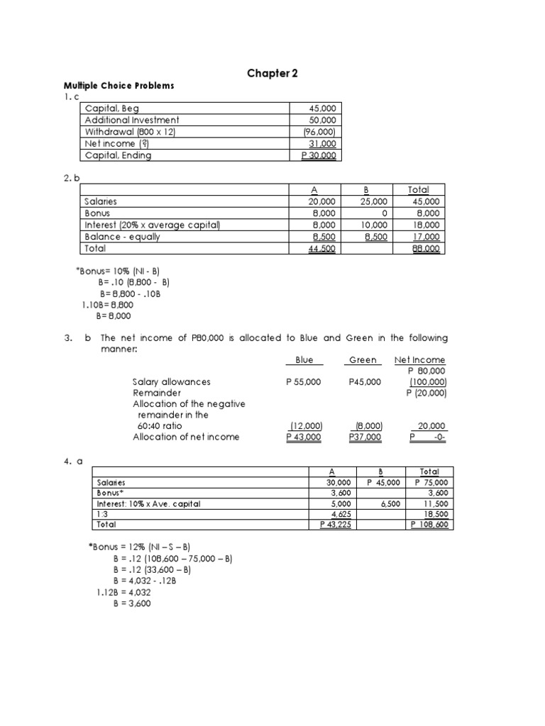 Solutions to Multiple Choice Problems involving the Allocation of ...