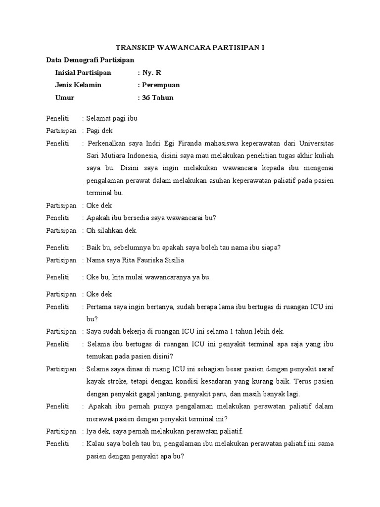 Transkip Wawancara 1 | PDF