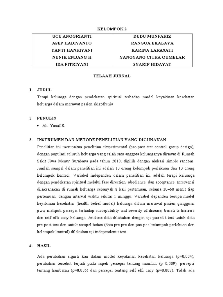 Telaah Jurnal Kelompok 2 Terapi Keluarga | PDF