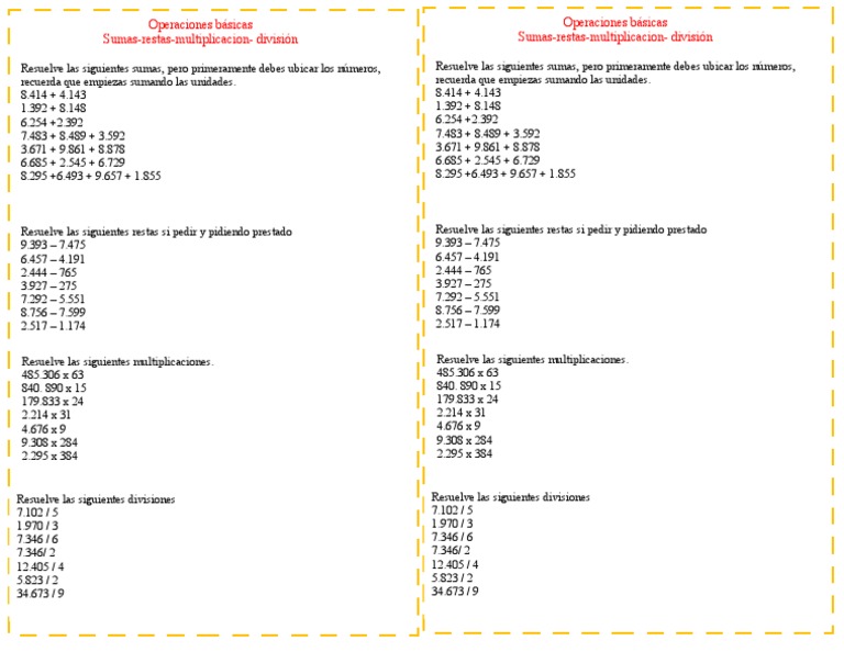Operaciones Basicas | PDF