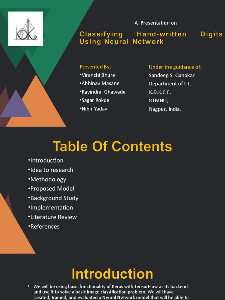 Classifying Hand Written Digits Using Neural Network Pdf Artificial Neural Network